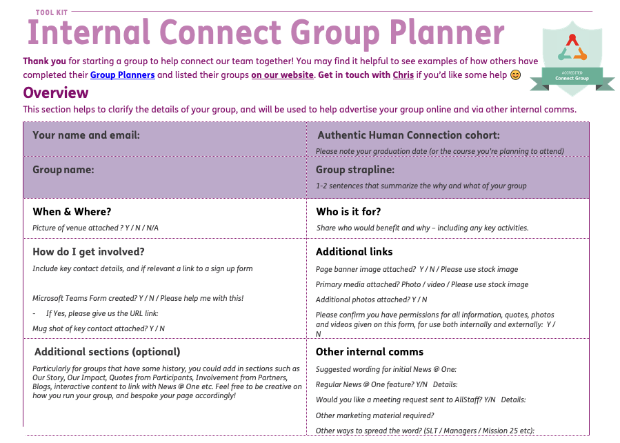 Authentic Human Connection Toolkit - One YMCA